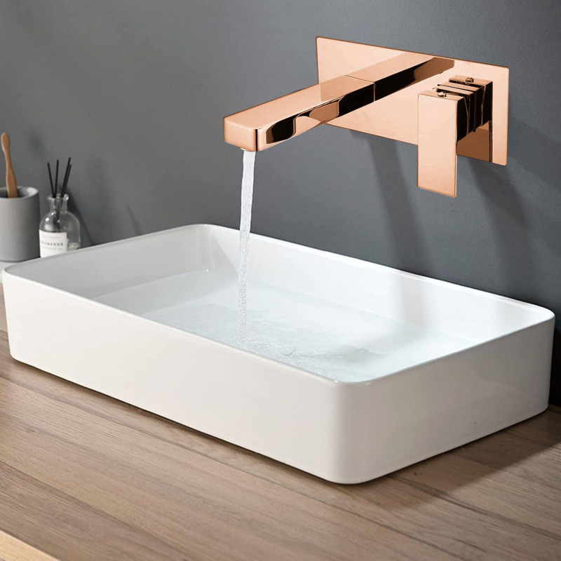 Grifería Lavamanos O Tina Monocontrol Pared Spazio Oro Rosa