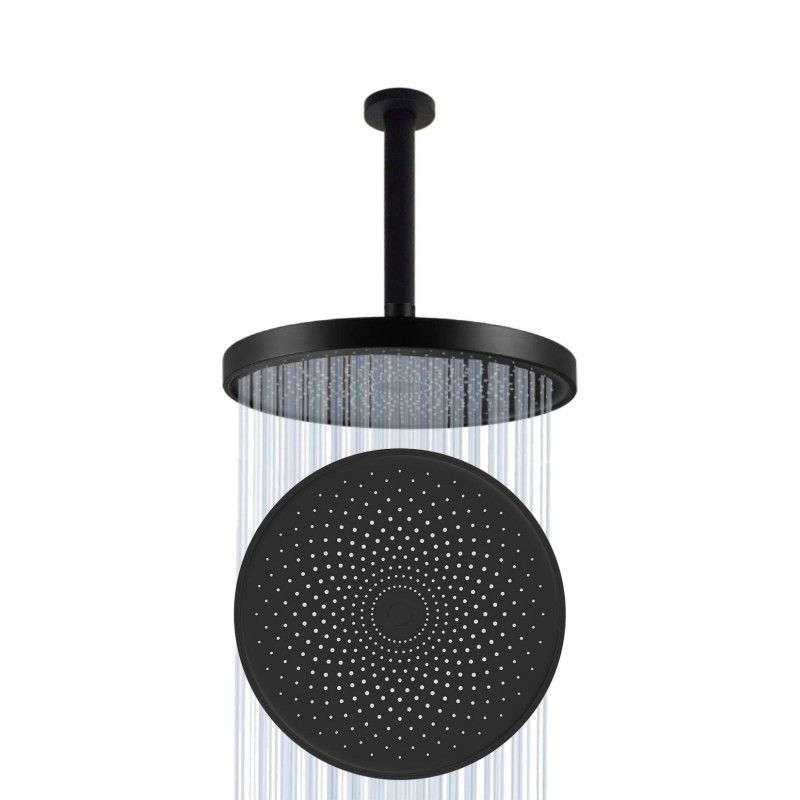 Regadera Antihongos Ducha Negro Mate Self-cleaning A Techo