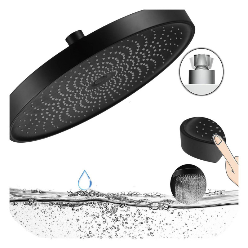 Regadera Antihongos Ducha Negro Mate Self-cleaning A Techo