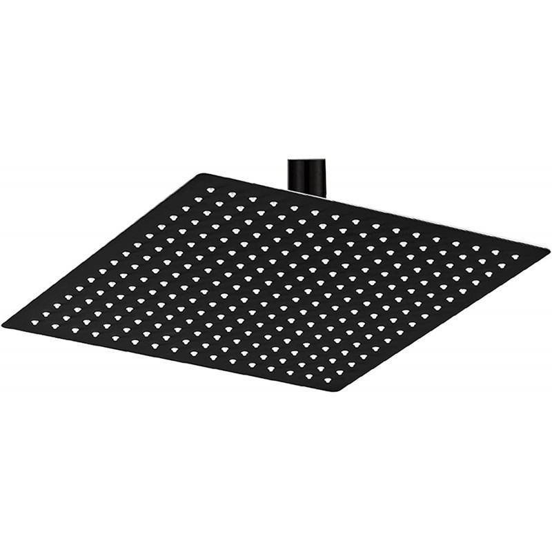 Regadera Ducha 30 cm Acero Color Negro Matte-tubo Cuadrado
