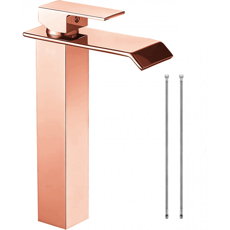 Griferia Lavamanos Monocontrol Cascada Imperial Oro Rosa