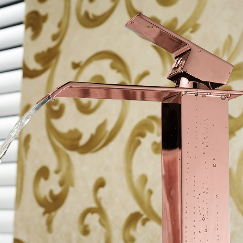 Griferia Lavamanos Monocontrol Cascada Imperial Oro Rosa