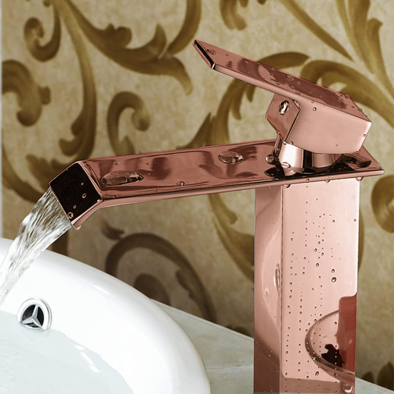 Griferia Lavamanos Monocontrol Cascada Imperial Oro Rosa