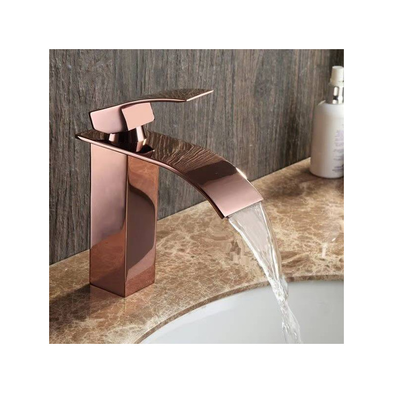 Griferia LavamanosOro Rosa Monocontrol Cascada Imperial