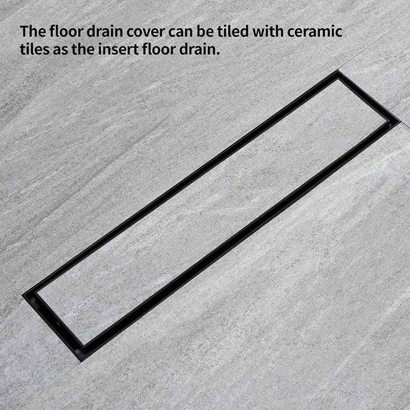 Rejilla Negra Rectangular Piso 30cmx10cm Panel Oculto Tames