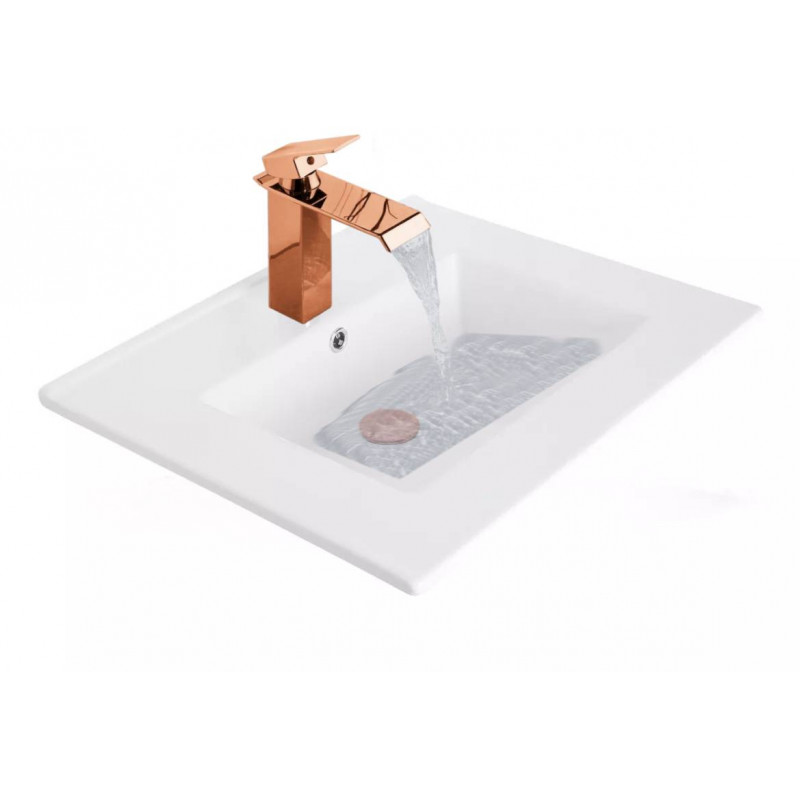 Kit Lavamanos Plataforma - Grifería Cascada Oro Rosa-desagüe