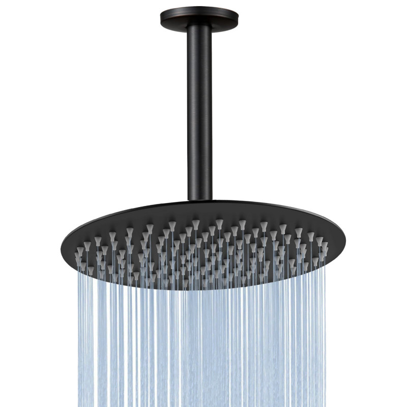 Regadera Ducha Soffitto Color Negro 20cm Mate-tubo Techo